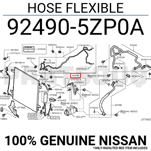 924905ZP0A Genuine Nissan HOSE FLEXIBLE 92490-5ZP0A | eBay