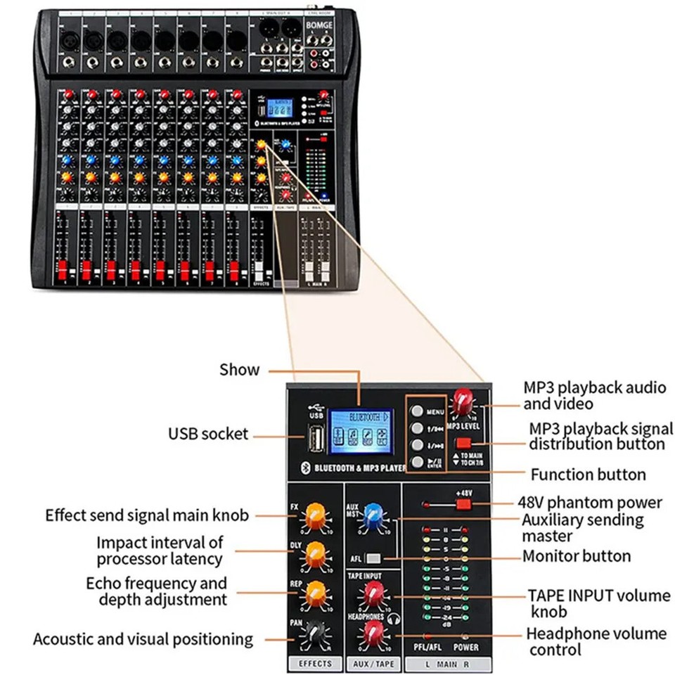 Pro Audio CT-80S Mp3 8channels Professional Audio Mixers Sound Systems ...