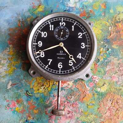 VINTAGE OMEGA MILITARY CLOCK 8 DAYS AIRPLANE DASH BOARD CALIBER 59 ...