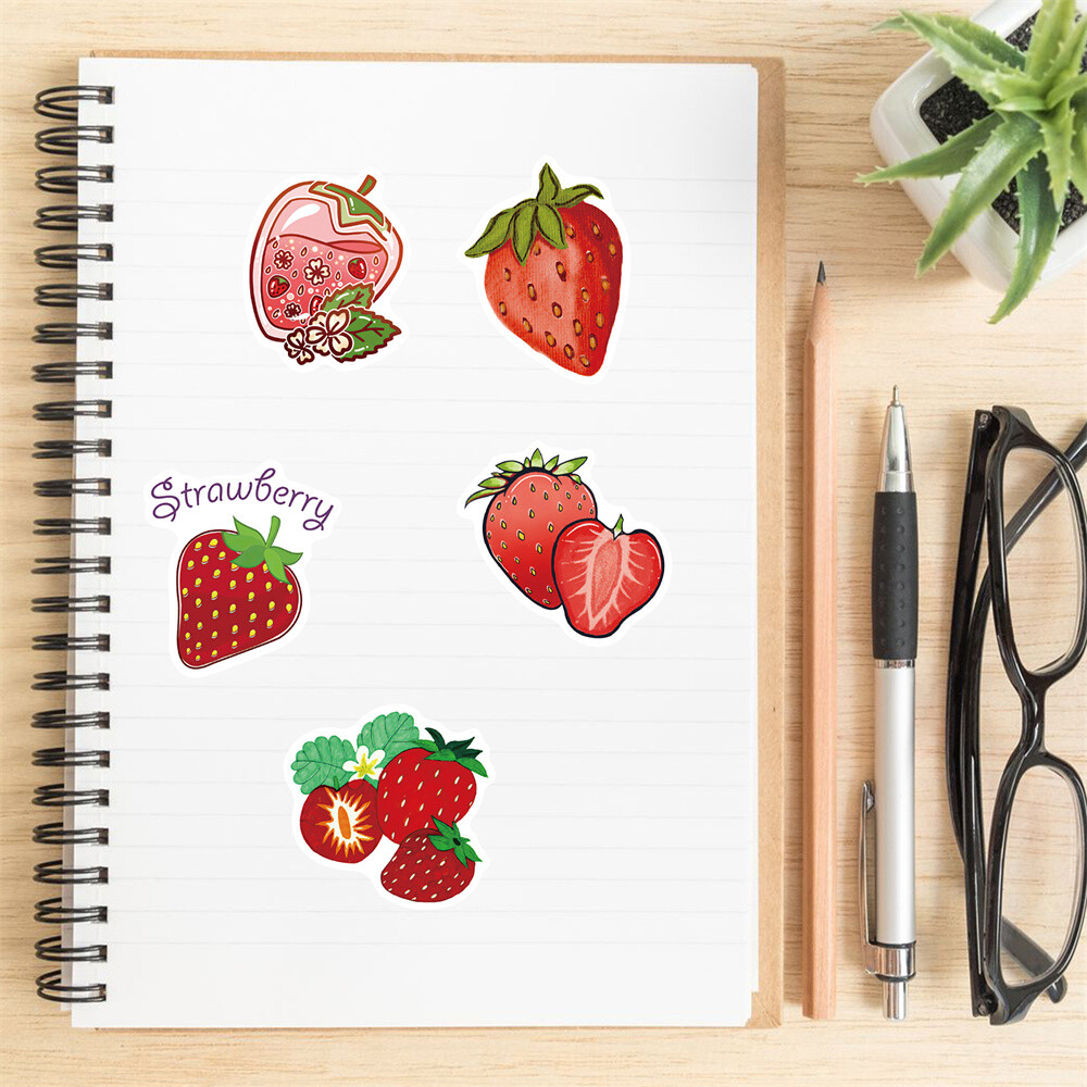 50pcs Strawberry 1 Fruits Vinyl Decal Stickers Waterproof Skateboard ...