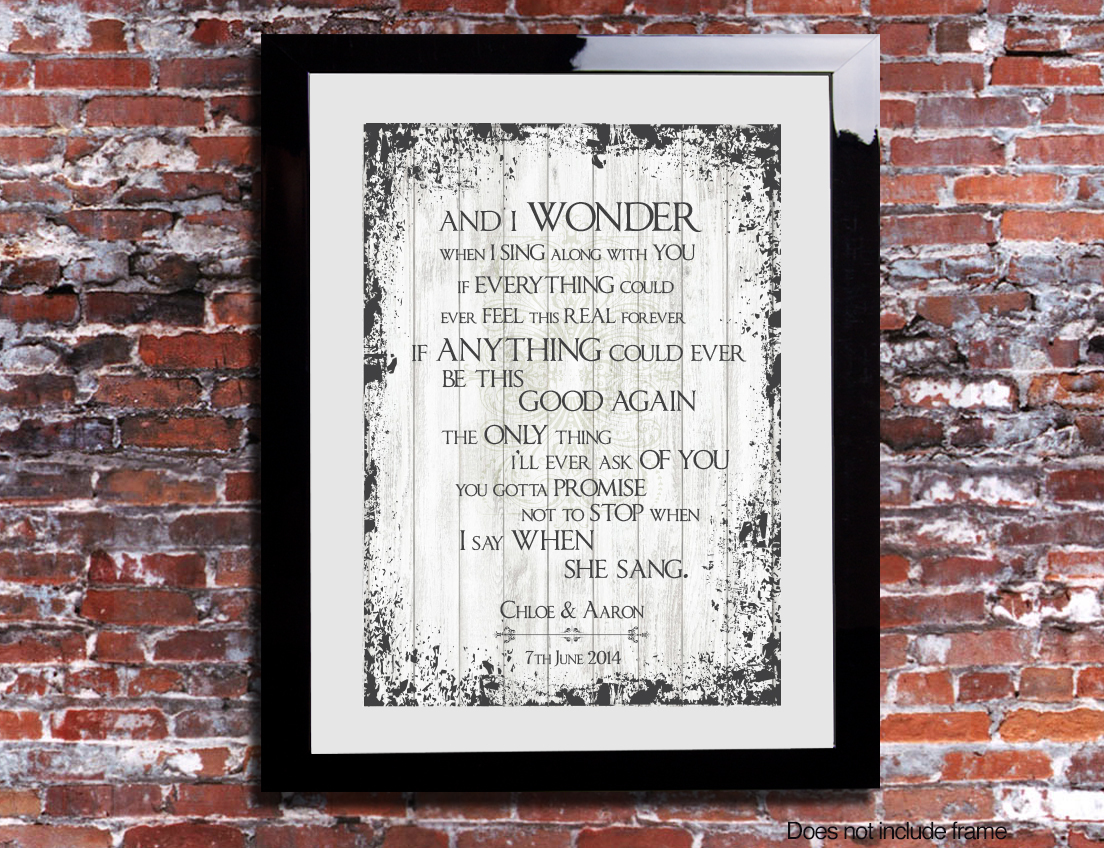 Everlong Lyrics Foo Fighters Everlong Framed Song Lyrics Framed