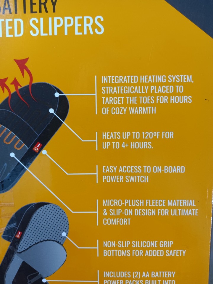 ActionHeat Heated Slippers Unisex AA Battery Plush Fleece Rechargeable ...