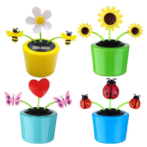 4PCS Solar Powered Dancing Bee & Sunflower Toys, Animated Bobblehead ...