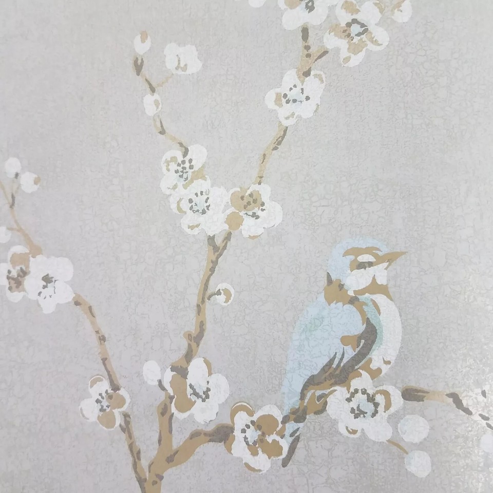York Bird With Blossoms Hand Painted Silver French HP0325 Asian Floral ...