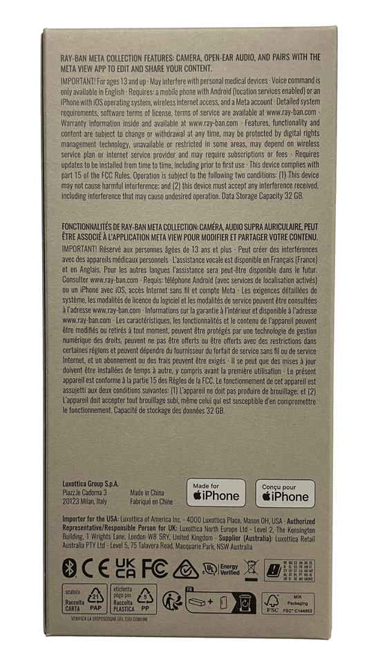 RAY-BAN Meta Wayfarer RW4008 Smart Sunglasses Shiny Black Frames/ Green ...