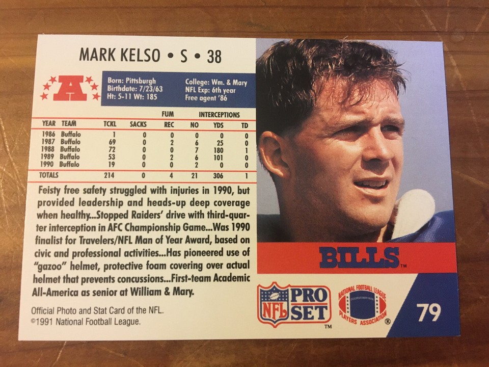Mark Kelso Buffalo Bills Safety - NFL 1991 Pro Set #79 | eBay