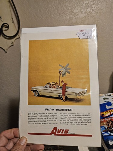 1962 Avis Car Rental Ad With White Convertible | eBay