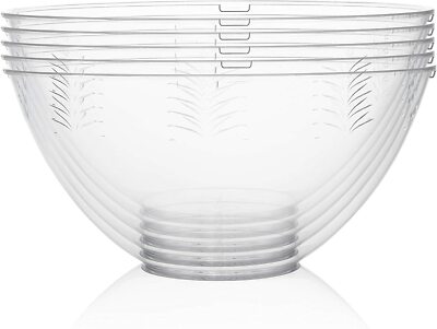 5 x Extra Large Clear Hard Plastic Salad Serving Bowls Outdoor Party ...