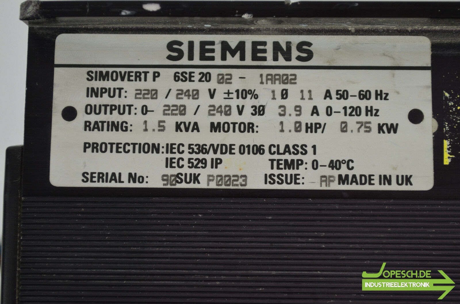 Siemens simovert P 6SE2002-1AA02 ( 6SE2 002-1AA02 ) | eBay
