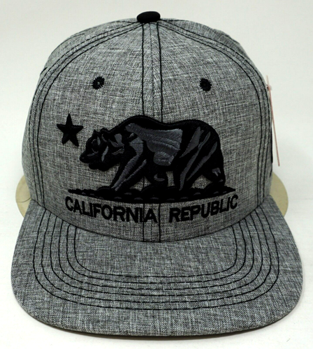 CALIFORNIA REPUBLIC Snapback Cap Hat CA CALI Bear Flag OSFM Gray NWT | eBay