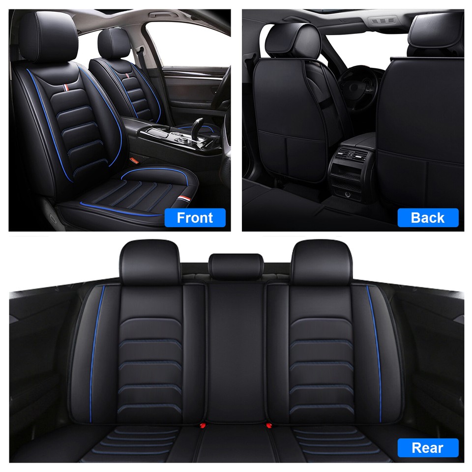Deluxe Blue Car Seat Covers Full Set Pad PU Leather For Ford Focus ...