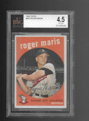 1959 TOPPS BASEBALL ROGER MARIS GRADED BVG 4.5 VG-EX+ CARD #202 GREAT ...