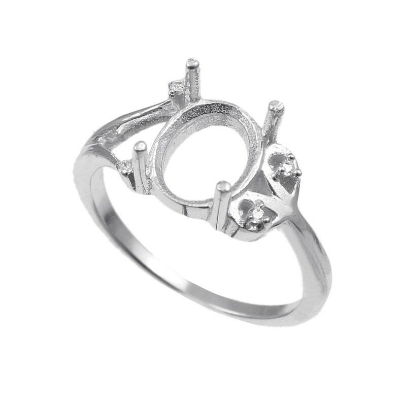 9x11 mm Oval Ring Setting Sterling Silver Semi Mount Ring Blanks Ring ...