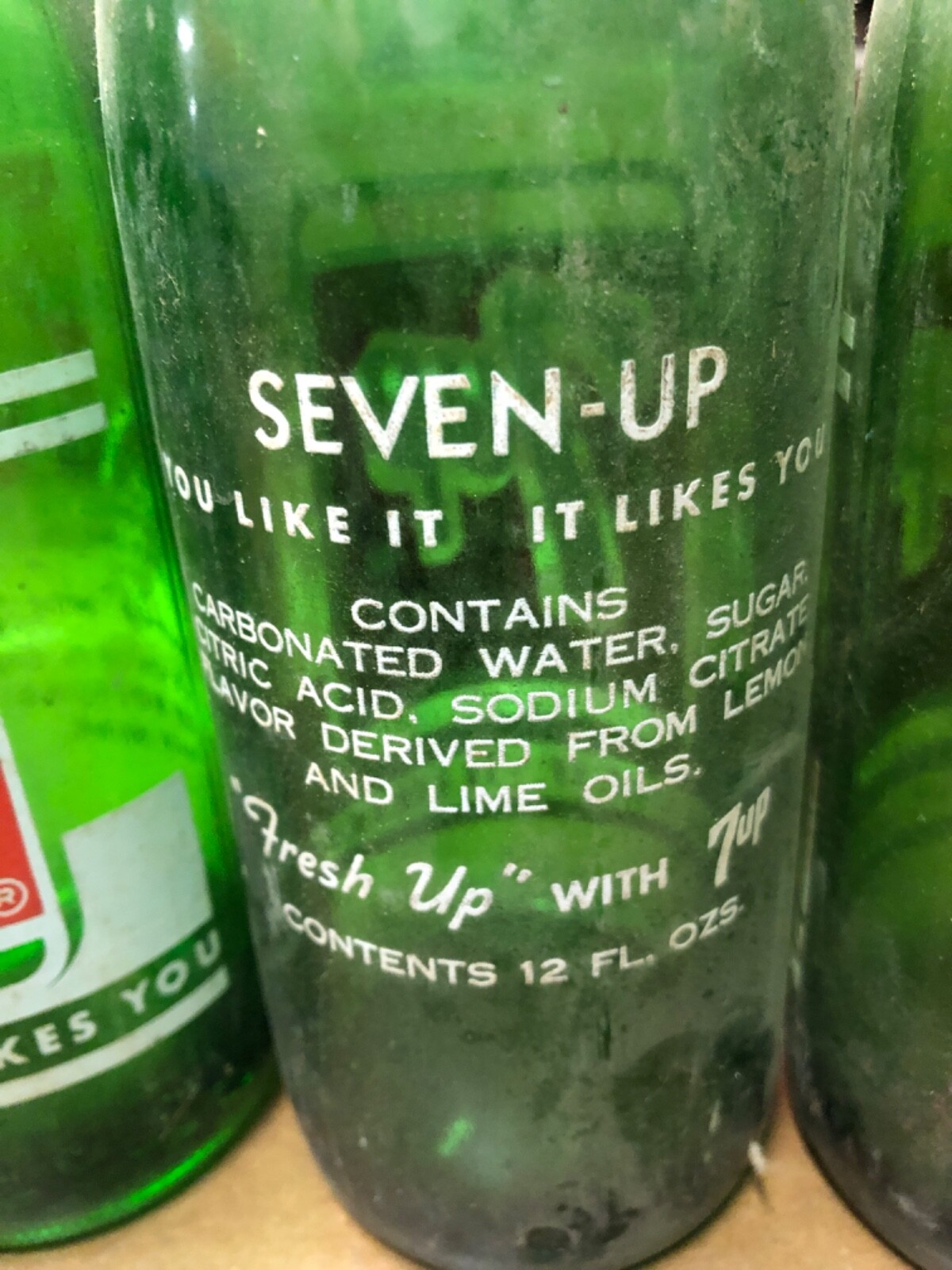 12 oz Bottle 7Up Green Glass. You Like It - It Likes You, Fresh Up With ...