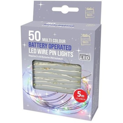 Festive Magic LED Battery Operated Wire Pin Lights 50 Multicoloured | eBay