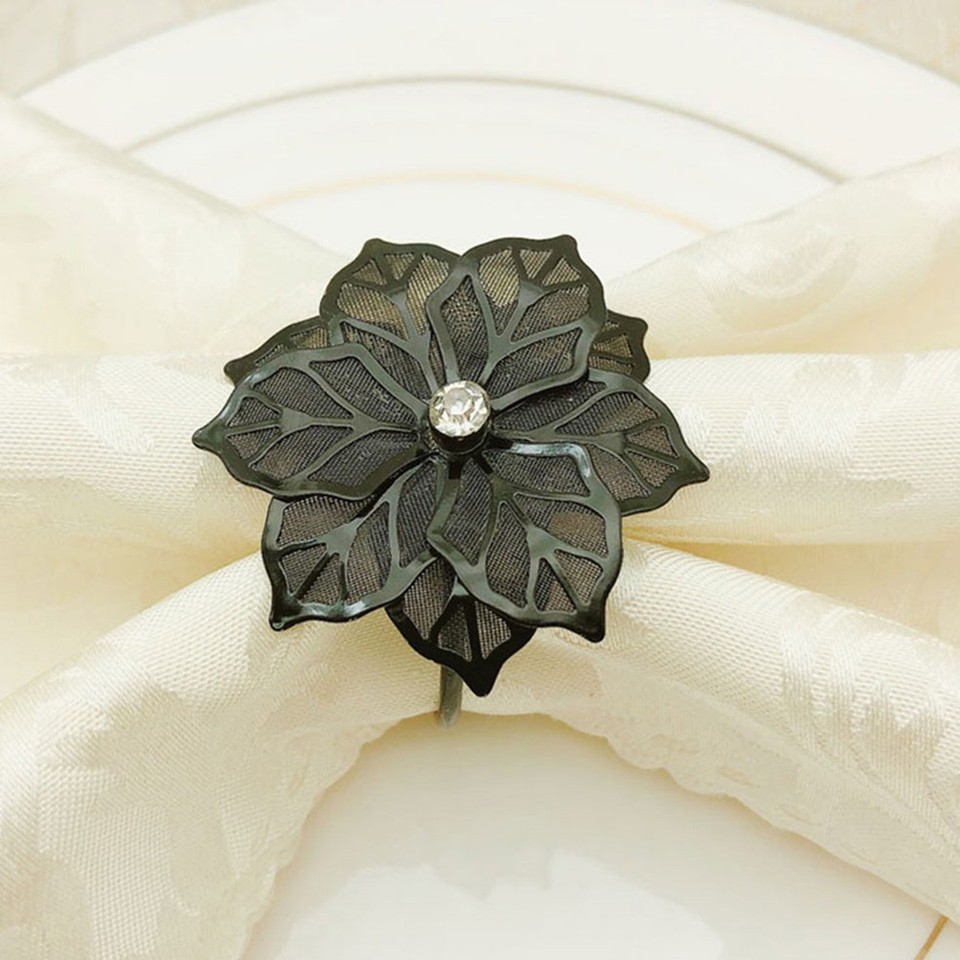 6PCS Halloween Metal Mesh Flower Napkin Ring Halloween Party Napkin ...