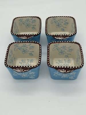Temptations Blue Floral Lace Ramekins 4 oz. Set of 4 | eBay