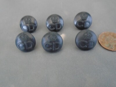 CIVIL DEFENCE BUTTONS HOME FRONT, MILITARIA FANCY DRESS , 6 X 17mm ...
