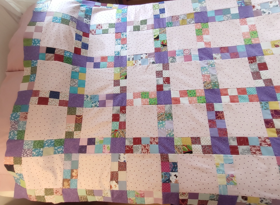 Patchwork Quilt top. Scrappy. 57"x 67". Made in Iowa | eBay