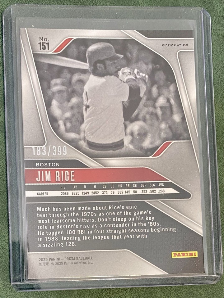 2025 Prizm Baseball Jim Rice #151 Red Parallel Boston Red Sox /399 | eBay