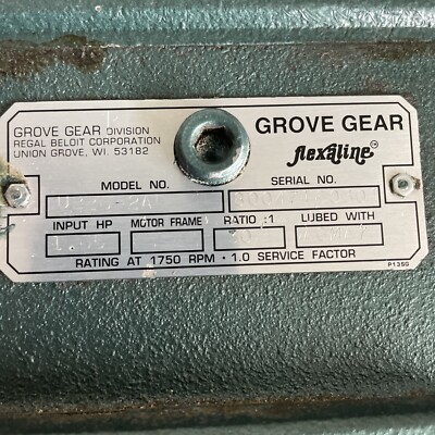 Grove Gear Flexaline gearbox worm gear speed reducer model 0226-2A ...