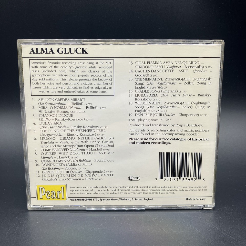 ALMA GLUCK - Alma Gluck Sings Verdi, Zeller, Bellini, Handel CD | eBay