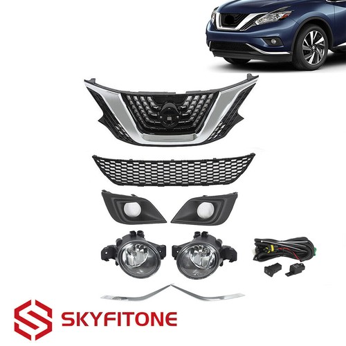 Fits 2015-2018 Nissan Murano Front Grille Bumper Trim Molding&Foglights ...