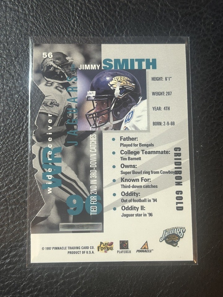 1997 Pinnacle Inside - Gridiron Gold #56 Jimmy Smith Die Cut | eBay