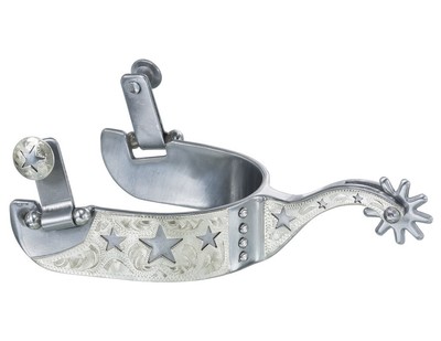 Tough 1 Spurs Adult 9 Point Rowel Engraved Overlay Silver 78-9658 | eBay