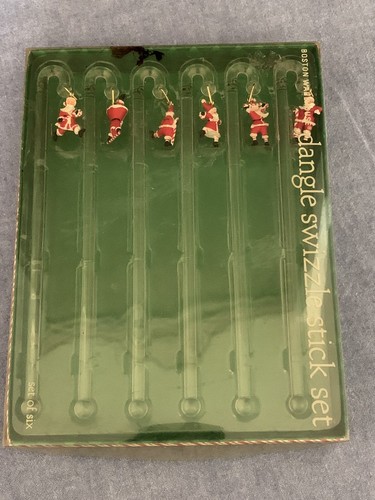New Boston Warehouse 6pc Santa Claus Swizzle Stick Christmas Peppermint ...