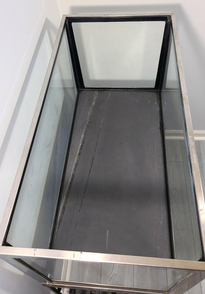 VINTAGE METAFRAME AQUARIUM HUGE 3FT STAINLESS FISH TANK SLATE BOTTOM w ...