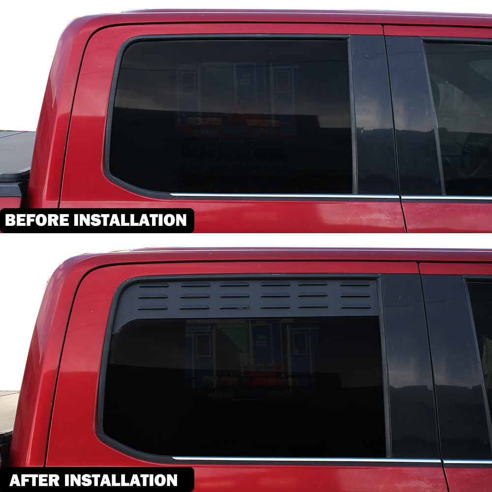 Black Rear Window Glass Louver Air Vent Panel Trim For Ford F150 2015 ...