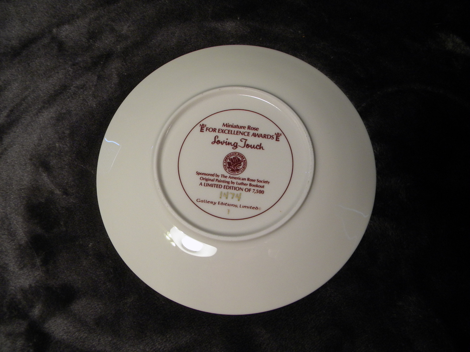 MINIATURE ROSE FOR EXCELLENCE AWARDS "LOVING TOUCH" PLATE, AMERICA ROSE ...