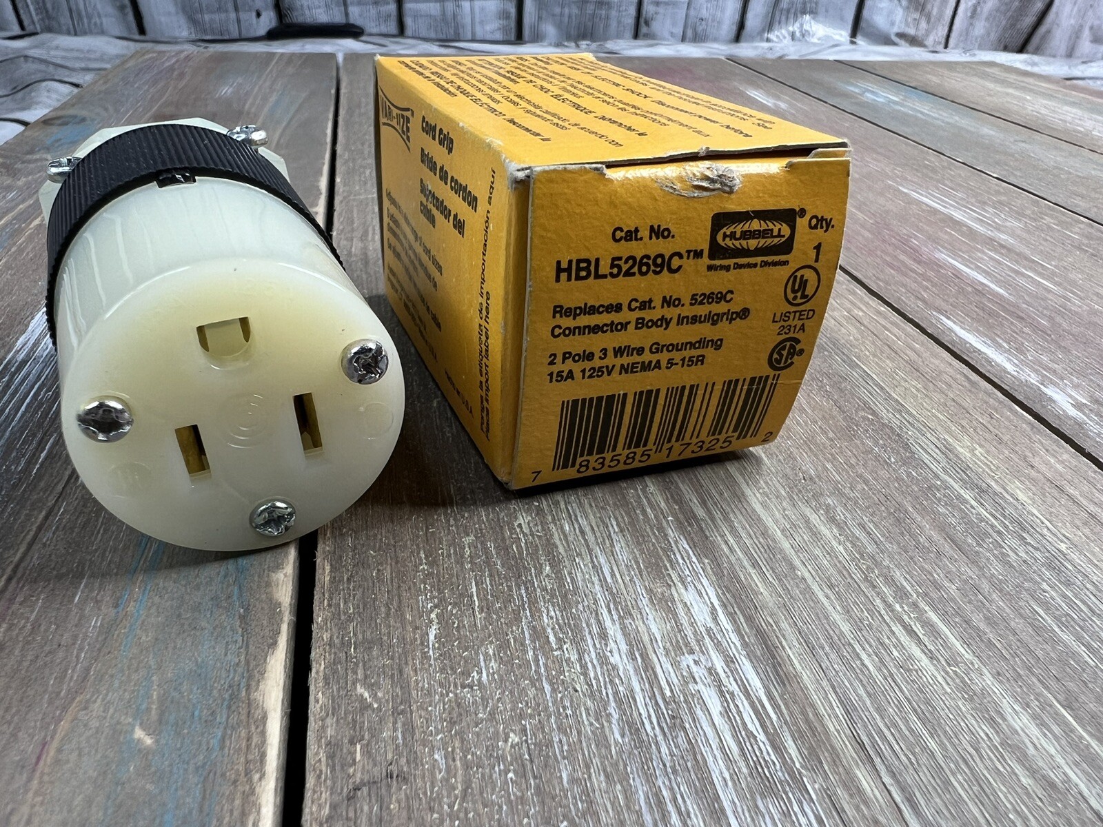 NEW Hubbell HBL5269C Connector NEMA 5-15R 15A 125V 2P 3W Grounding ...