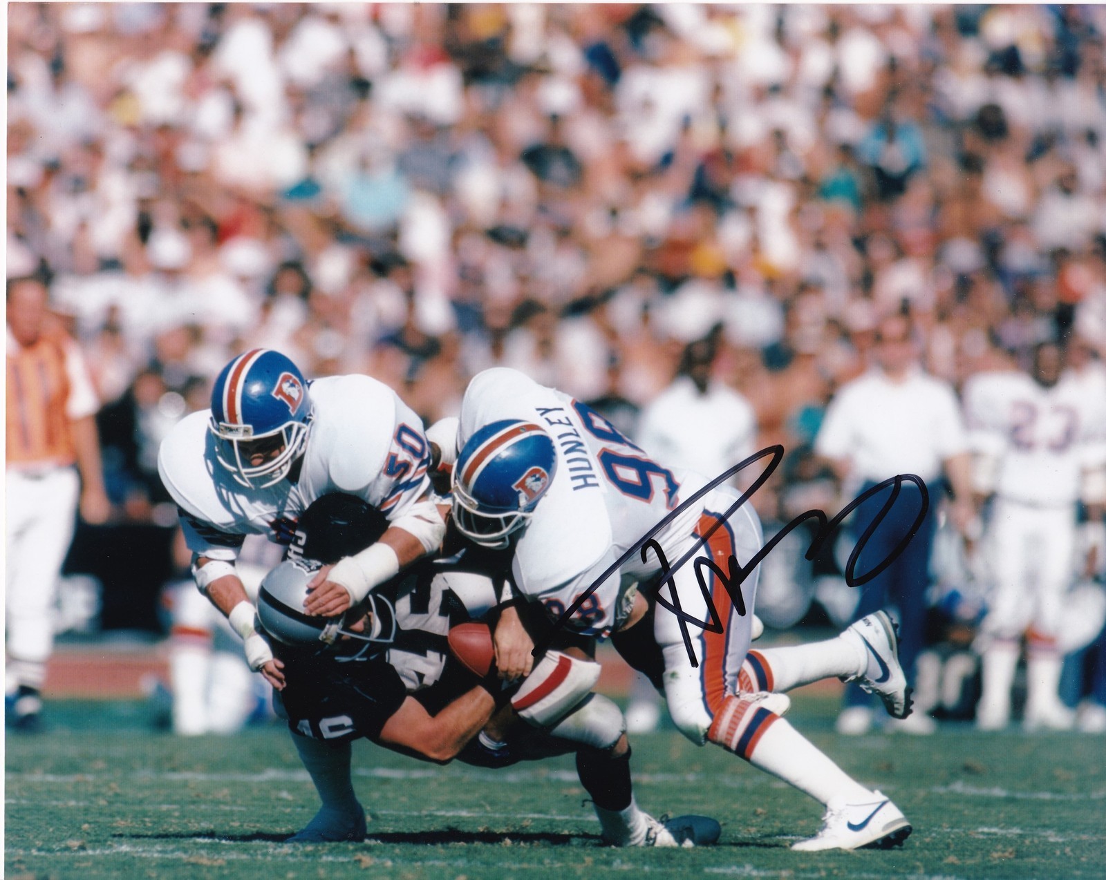 RICKY HUNLEY DENVER BRONCOS ACTION SIGNED 8x10 | eBay