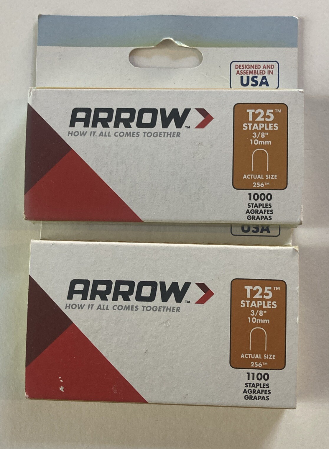 2 BOXES 2000 Arrow T25 Round Crown Staples 3/8" (10mm) for Wire & Cable ...