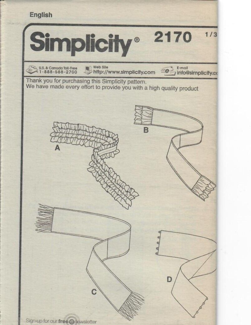 Scarf Scarves Neck Wraps Simplicity Sewing Pattern 2170 One Size 4 ...