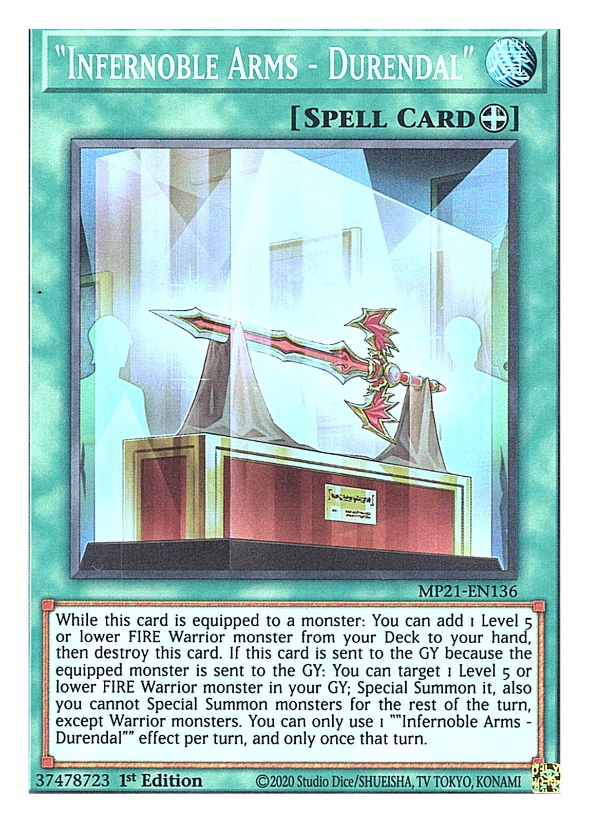A408 YUGIOH SPELL CARD "INFERNOBLE ARMS-DURENDAL" MP21-EN136 | eBay