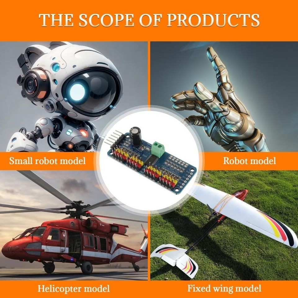 16 Channels Servo Motor Driver 12-bit PWM Servo Driver Board Robotics ...