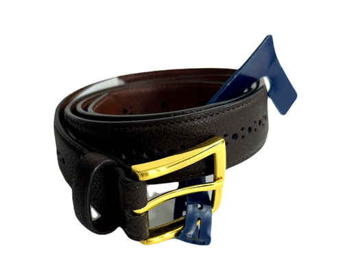 Club Room Belts Mens Medium 34-36 Brown Faux Leather Brogue Casual Gold ...