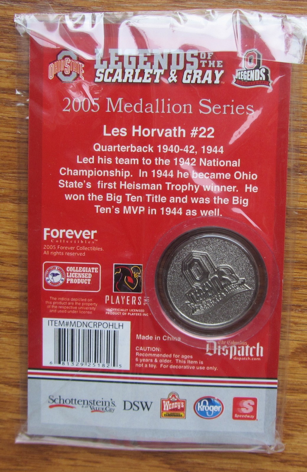 Ohio State Les Horvath Medallion Legends of the Scarlet and Gray | eBay