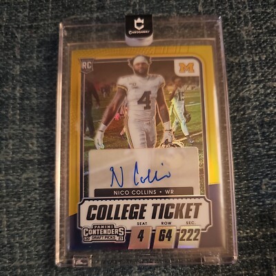 2021 Contenders Draft Picks Nico Collins ON CARD Auto Var B Gold /10 ...