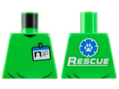 LEGO 973pb4974 Torso Shirt with Name Badge, White and Blue 'RESCUE' and ...