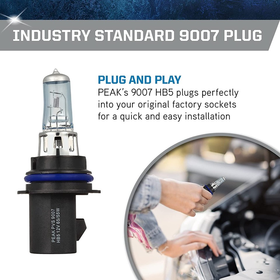 Peak Power Vision Silver Halogen High/Low Beam Automotive Bulb 9007 HB5 ...