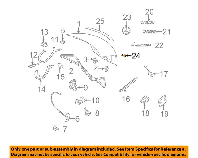 MERCEDES OEM 06-16 E350 Trunk Lid-Emblem badge name plate Grommet ...
