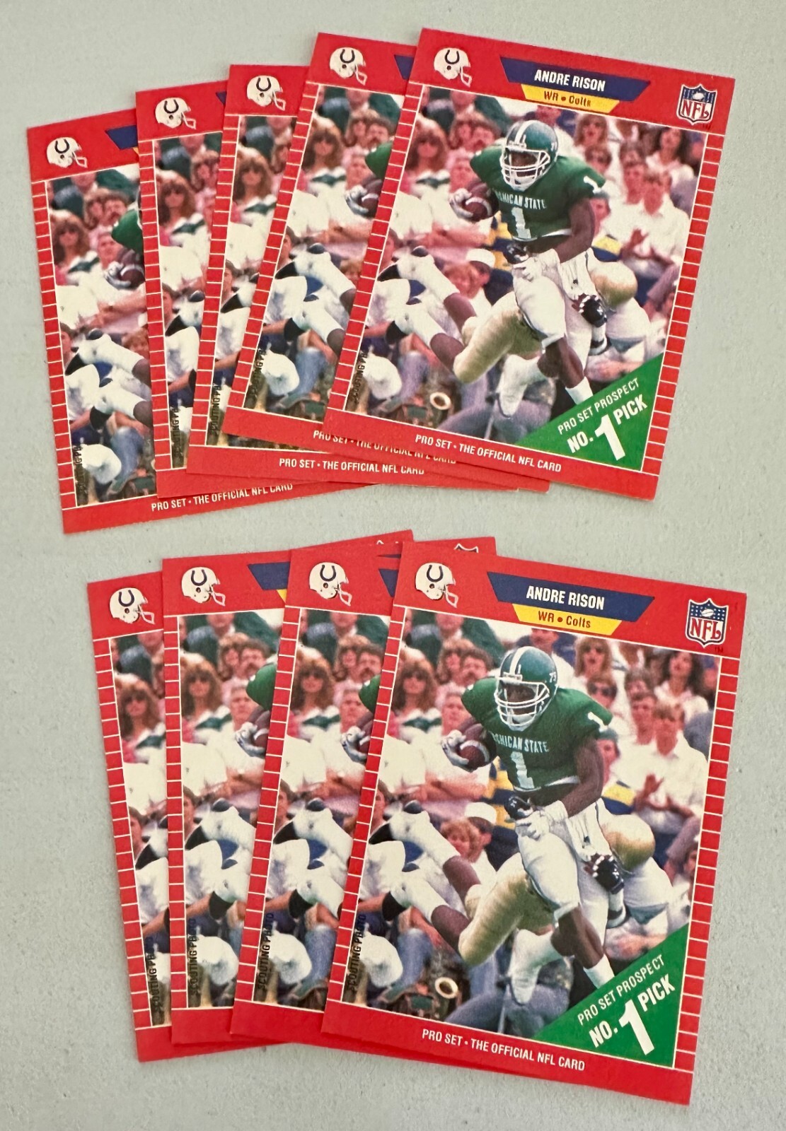(9) 1989 Pro Set #497 Andre Rison RC Michigan State Spartans Atlanta ...