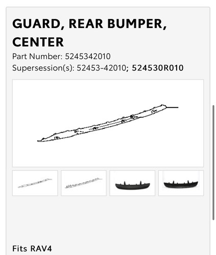 5245342010 Genuine Toyota GUARD, RR BUMPER 52453-42010 OEM 2016-2018 ...