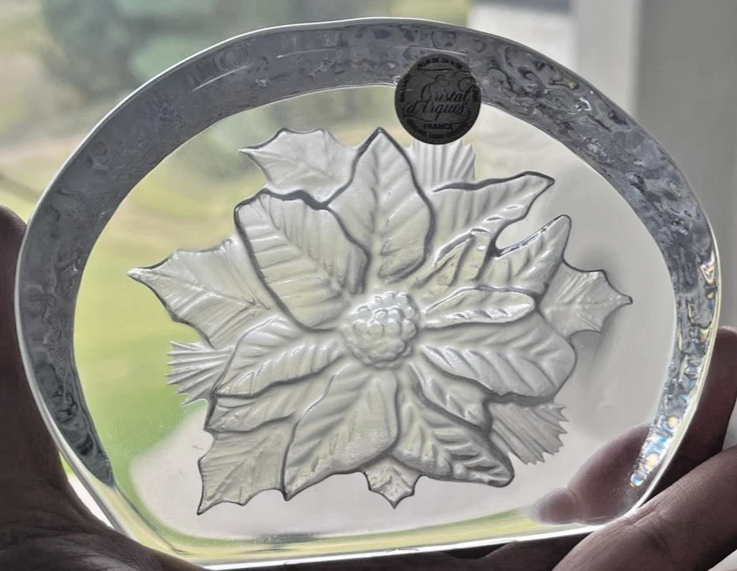 Vintage Lead Crystal Paperweight by Cristal d'Arques France Poinsettia ...
