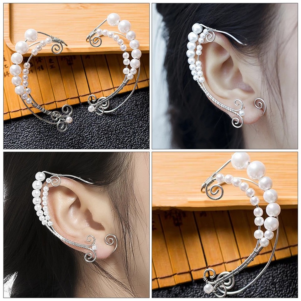 1 Pair Pearls Ear Cuffs Ear Hook Earrings Clothing Accessory Cosplay ...
