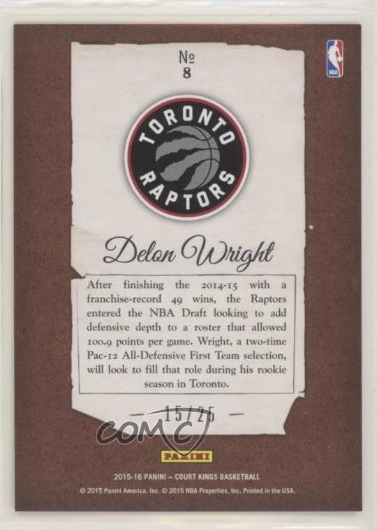 2015-16 Panini Court Kings Rookie Portraits Sapphire /25 Delon Wright ...